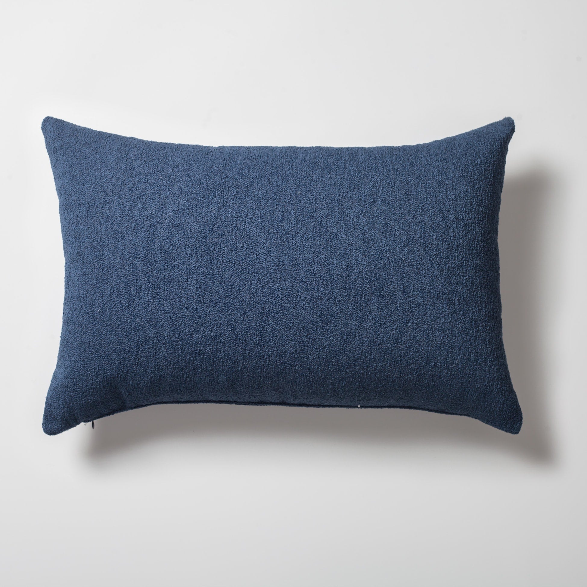 Julia | Blue Boucle Textured Solid Lumbar 16''x24'' Throw Pillow Cover ...