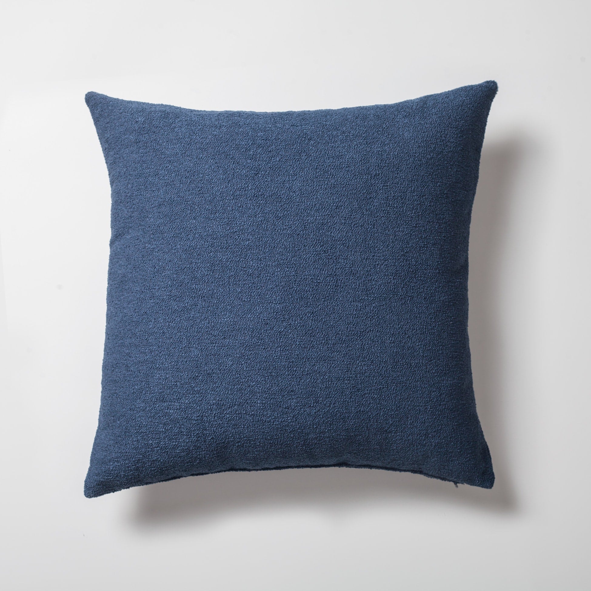 Julia | Blue Boucle Textured Solid Lumbar Square 20''x20'' Throw Pillow ...